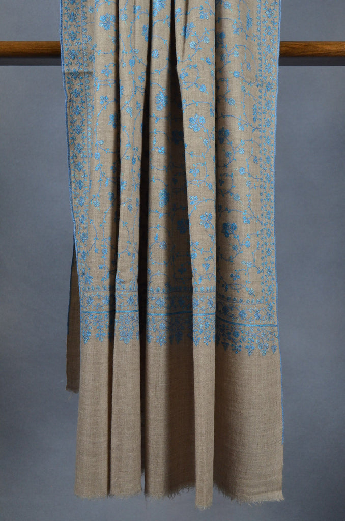 Buy Blue Jali Embroidery Cashmere Pashmina Shawl – purekashmir.com
