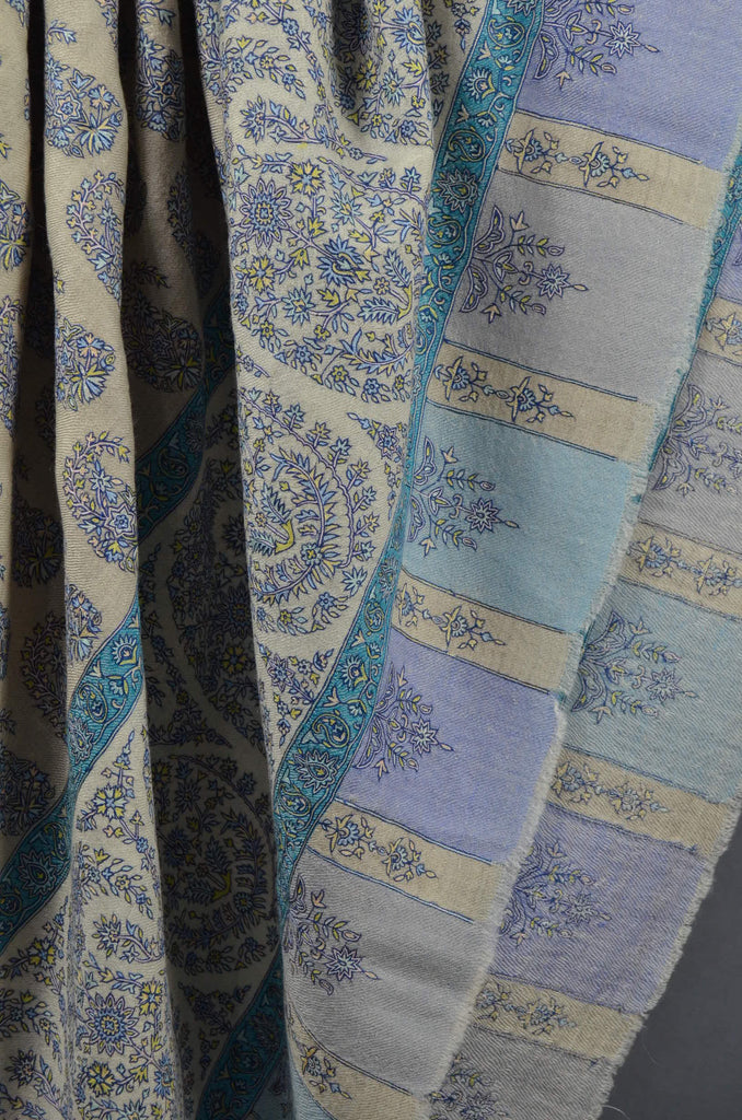 Ivory Base Jamawar Embroidery Pashmina Shawl – purekashmir.com